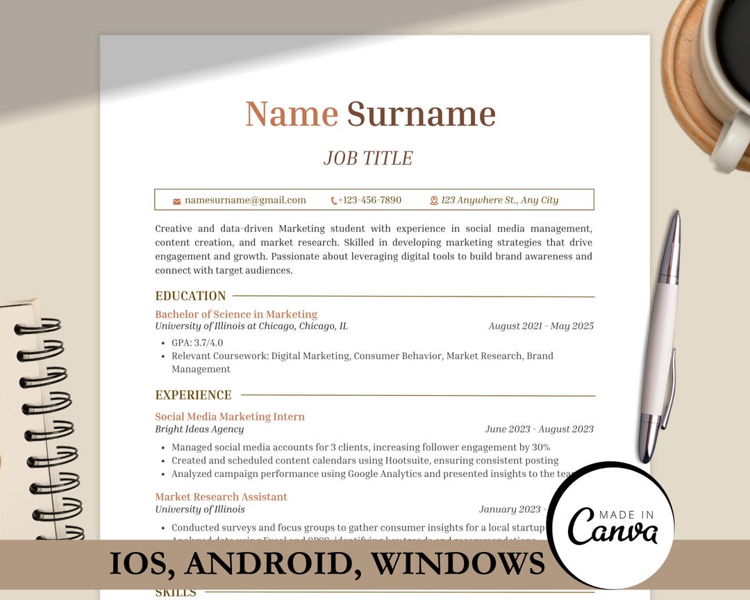 Modern Student Resume Template Pack | Canva-editable + Video Guide ...