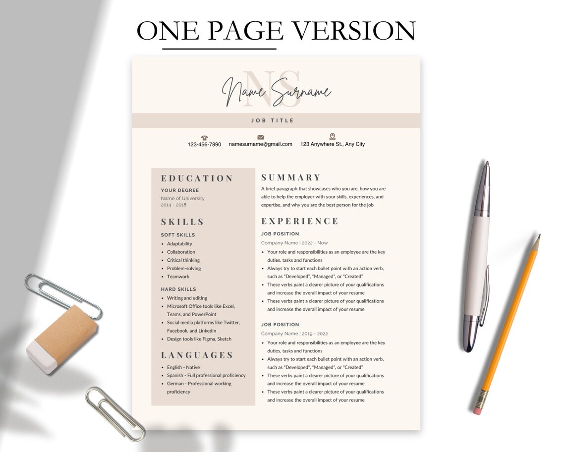 Resume Template Canva | Creative CV | Aesthetic Resume Design | Best ...