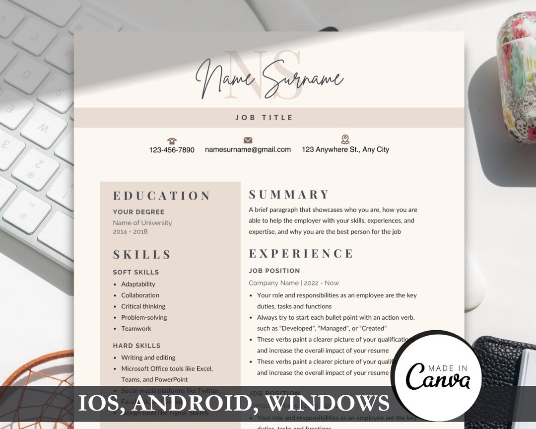 Resume Template Canva | Creative CV | Aesthetic Resume Design | Best ...