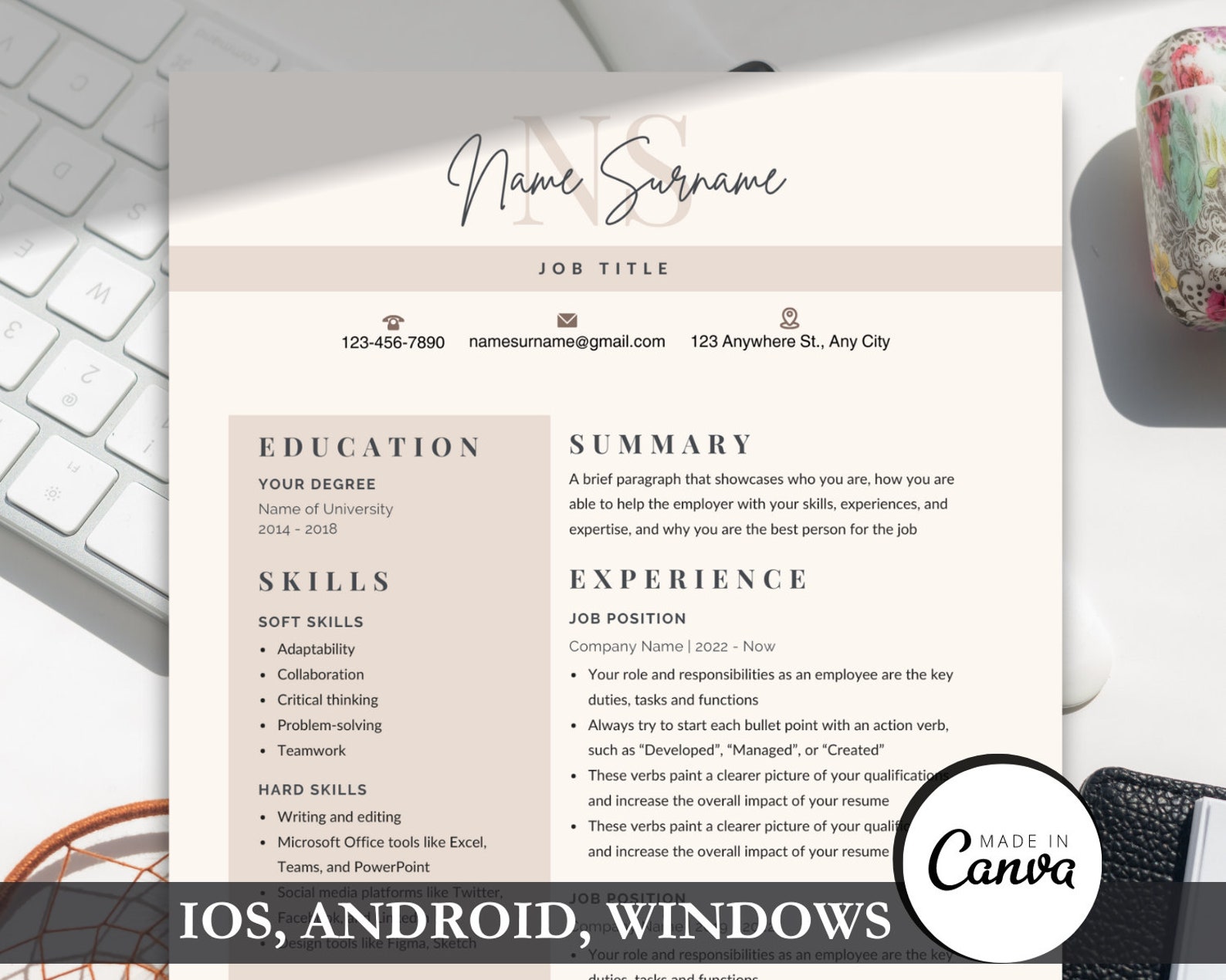 Resume Template Canva | Creative CV | Aesthetic Resume Design | Best ...