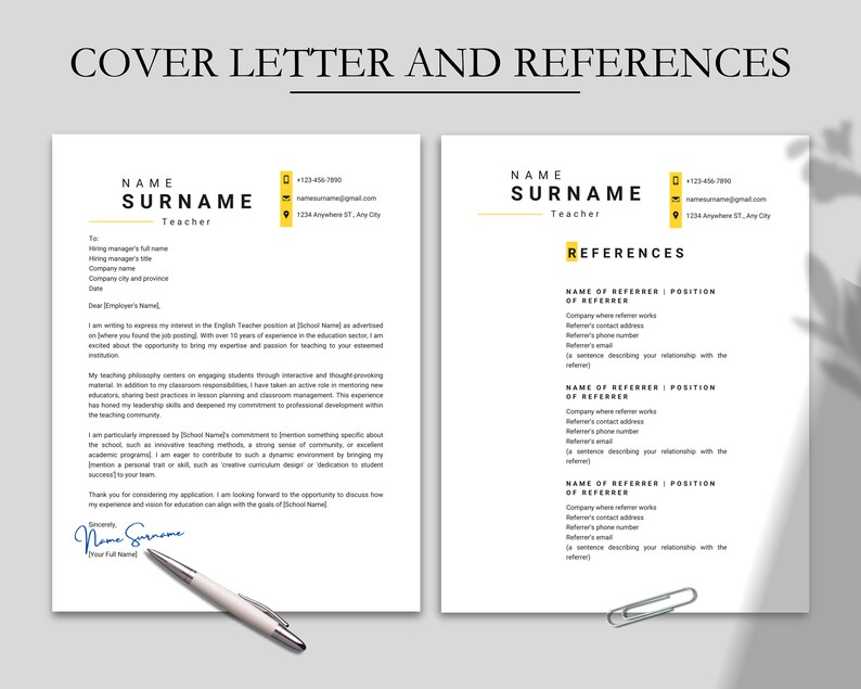 Resume Template Canva | Teacher Resume | Professional Modern Resume ...