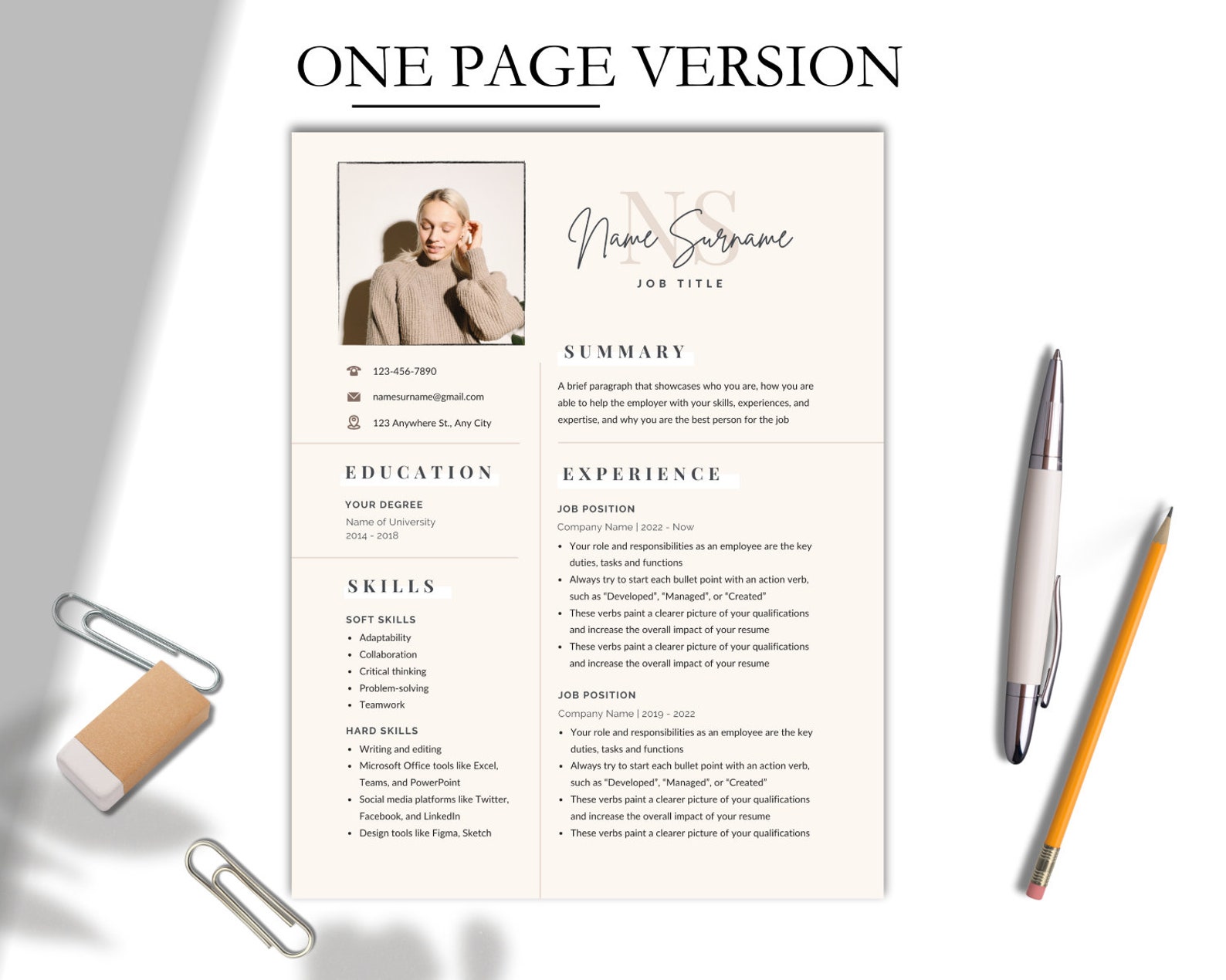 Aesthetic Resume Template Canva | Modern CV Design With Photo (digital ...