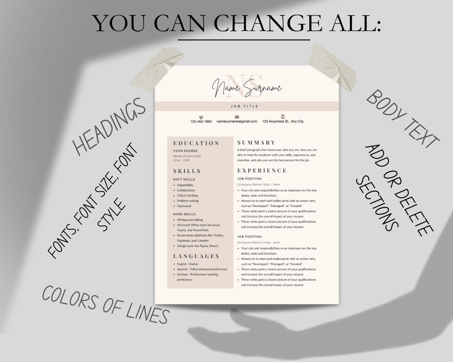 Aesthetic Resume Template | Creative CV Design (canva, PDF) - Etsy