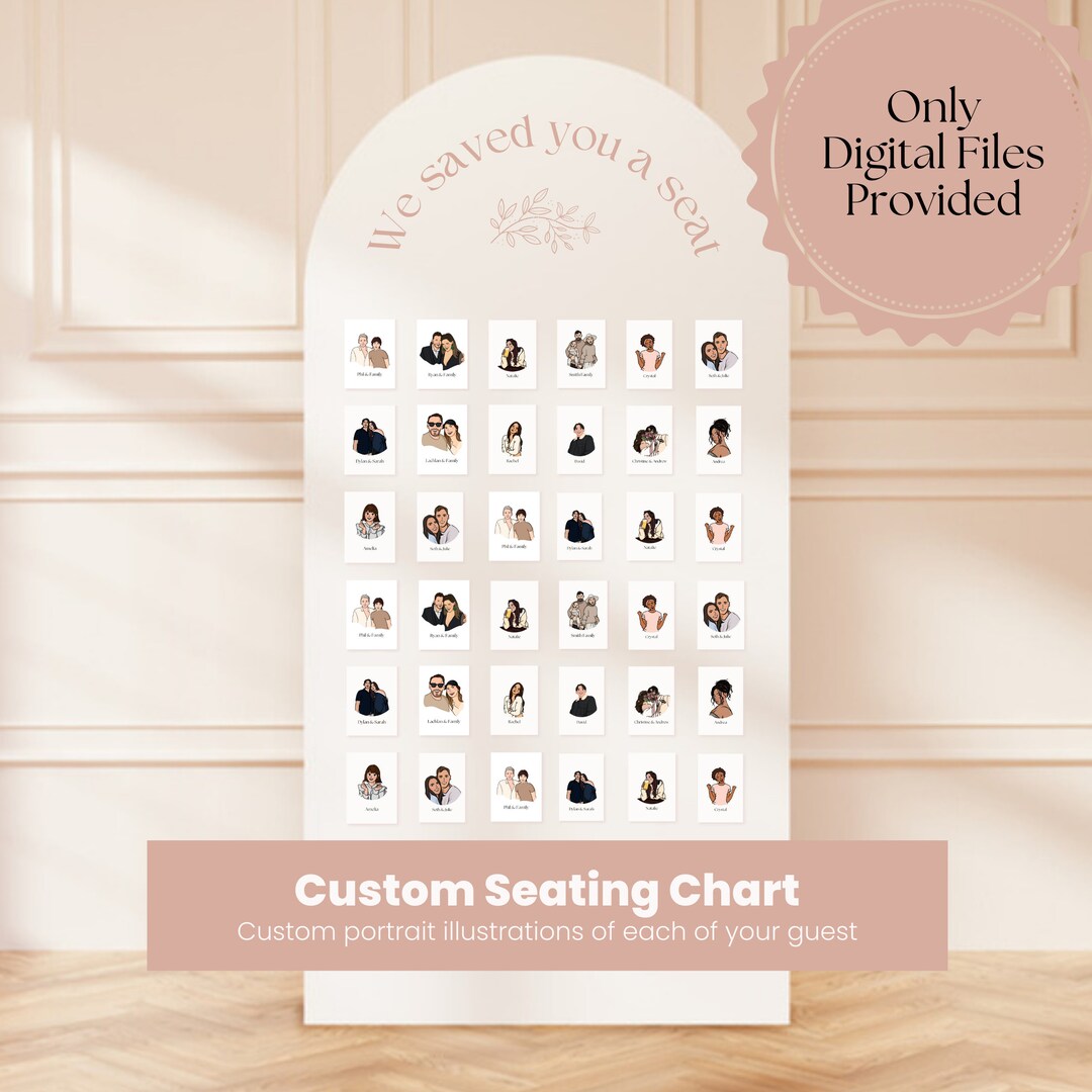 Guests Seating Chart, Custom Guest Portrait, Wedding Signage, Custom ...
