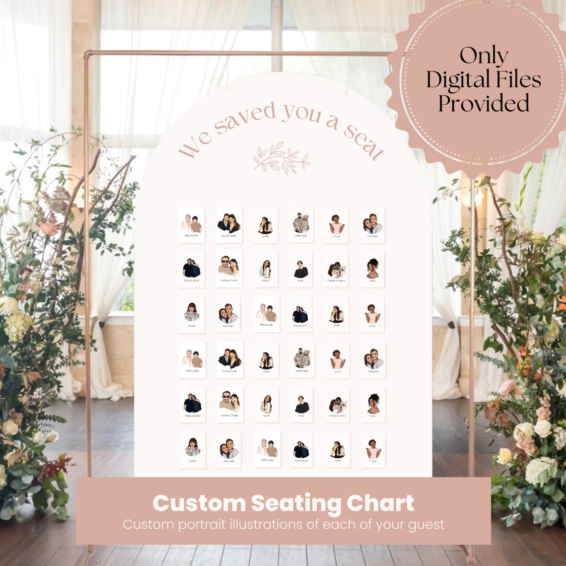 Custom Wedding Seating Chart, Custom Portrait Illustration ...