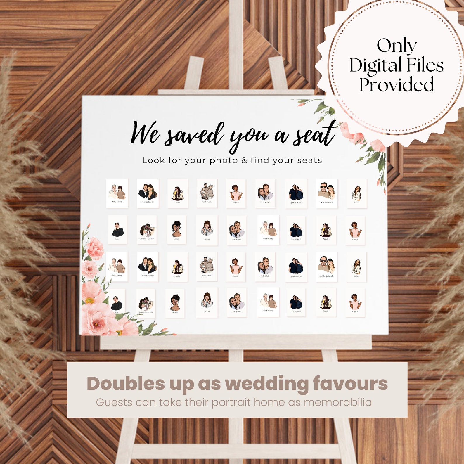 Custom Wedding Seating Chart, Custom Portrait Illustration ...