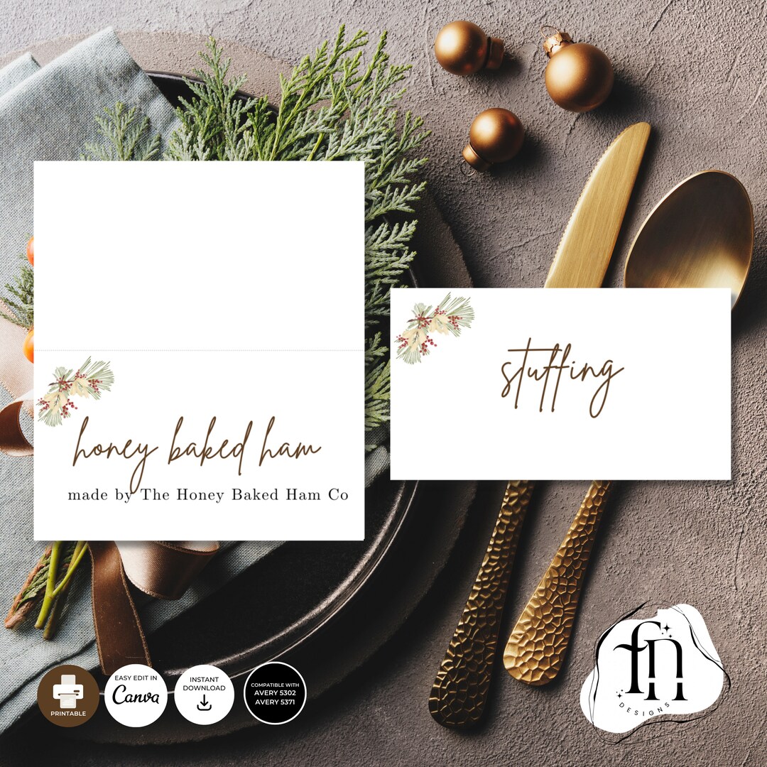 Holiday Food Card Template, Christmas Buffet Card, Tent Card, Flat Card ...