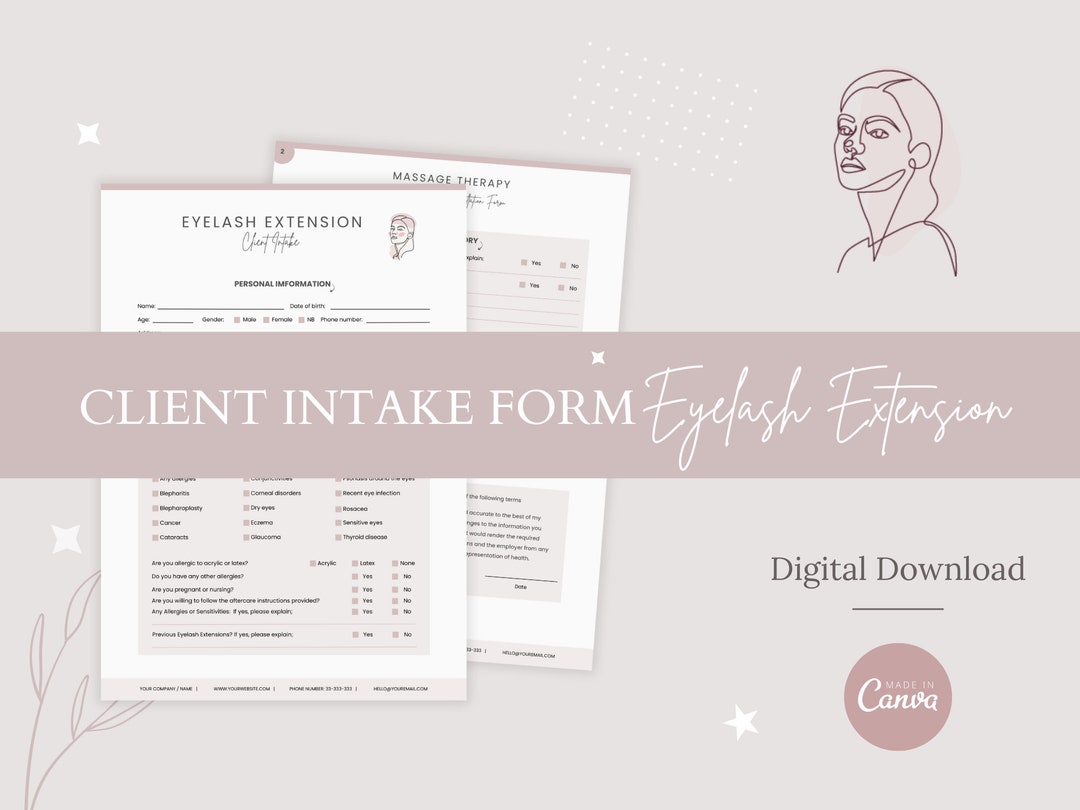 Eyelash Extension Client Intake Form Template, Esthetician Forms ...