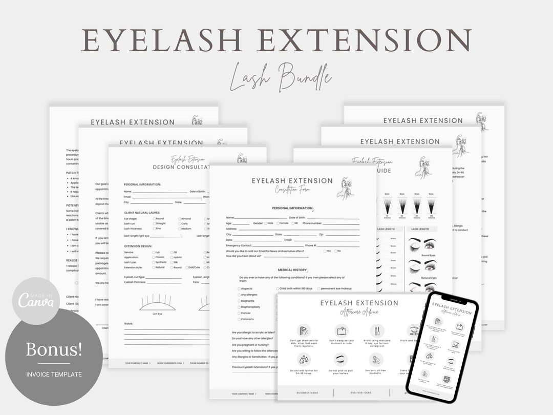 Editable Lash Templates, Eyelash Extension Consent Forms, Lash Tech ...