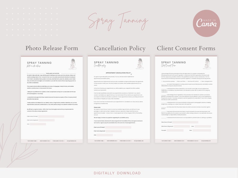 Spray Tan Forms - Customizable Templates for a Personalized Tanning ...