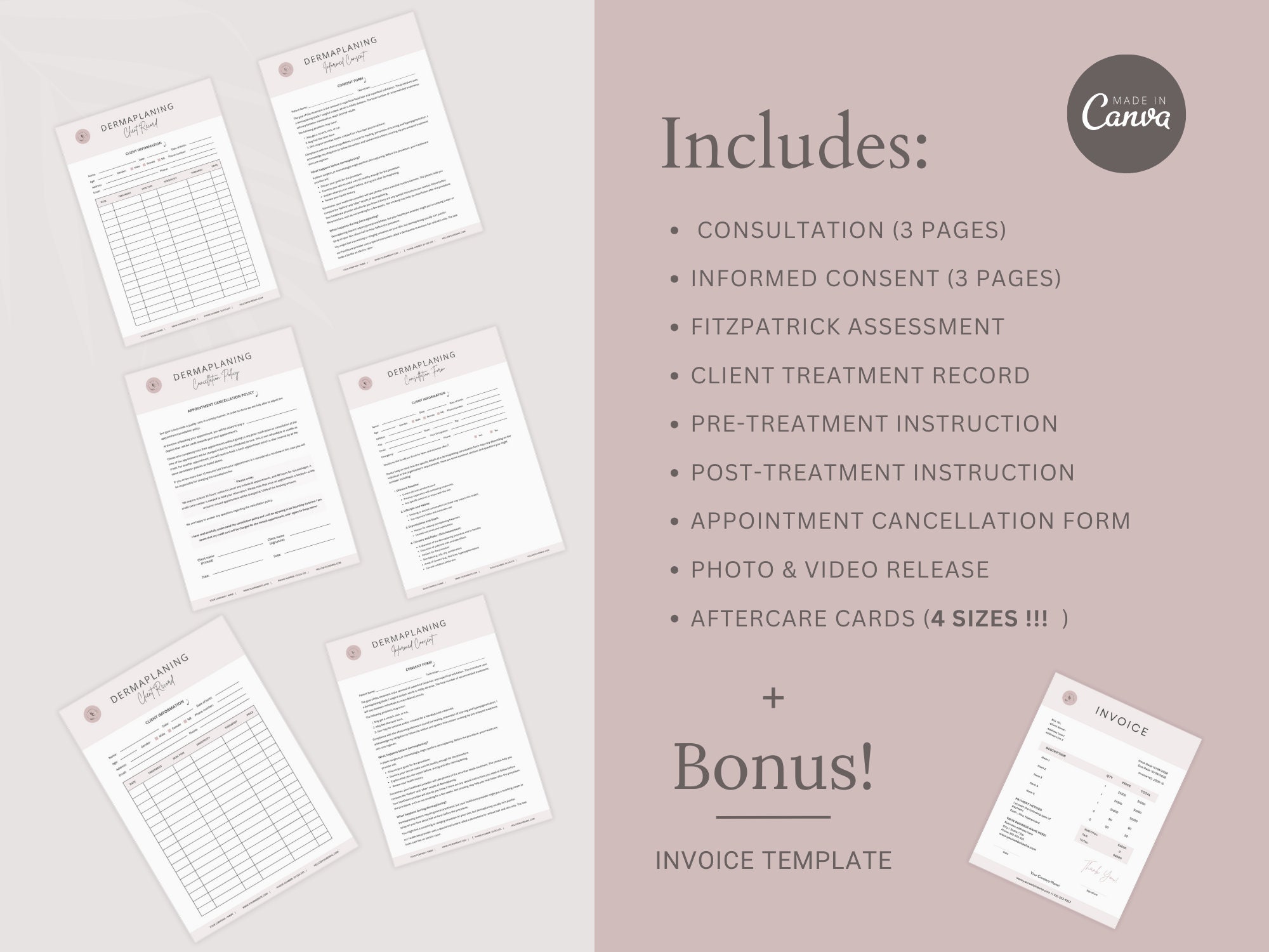 Editable Esthetician Templates, Dermaplaning Consent, Facial ...
