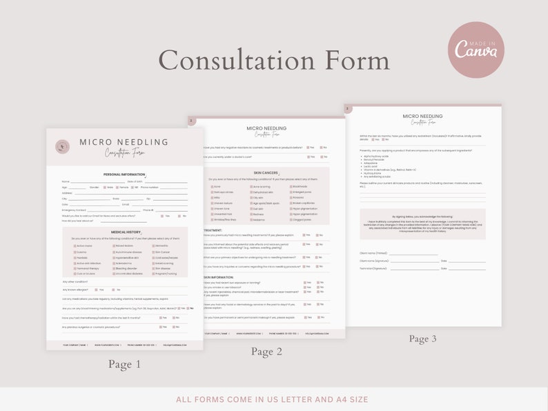 Microneedling Forms: Consent, Intake, Aftercare Templates (digital ...