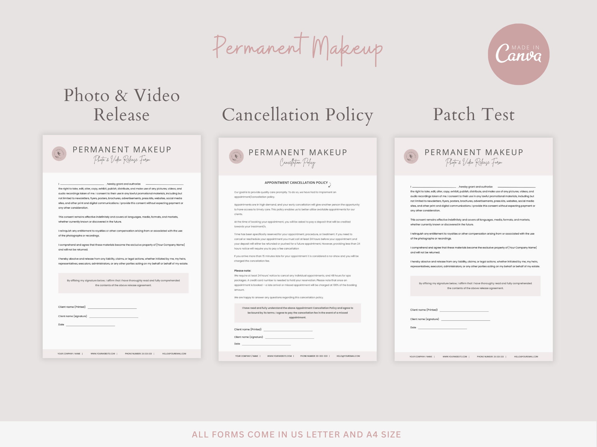 Editable Forms for Permanent Makeup Procedures, Consultation, and ...