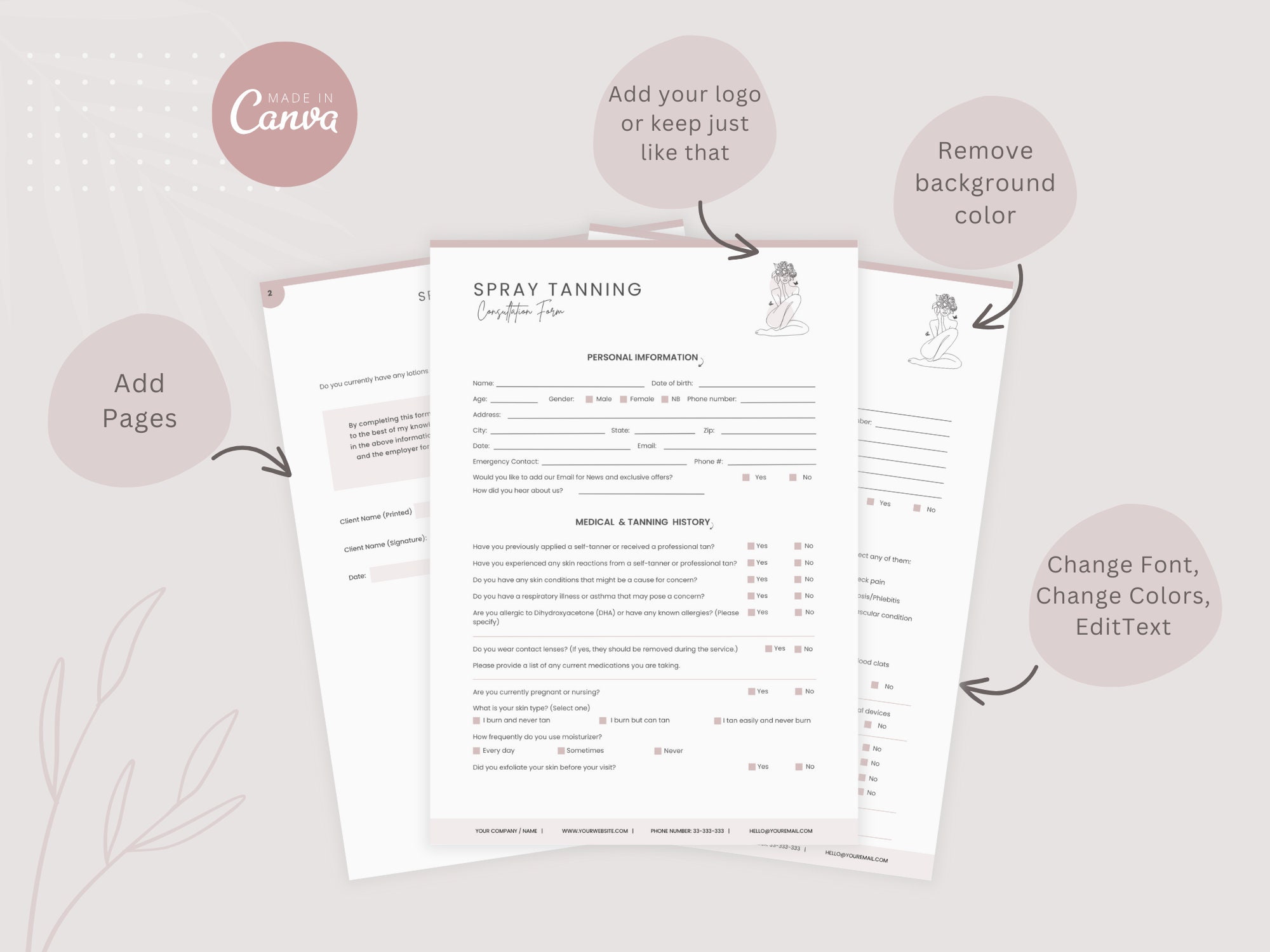 Spray Tan Forms - Customizable Templates for a Personalized Tanning ...