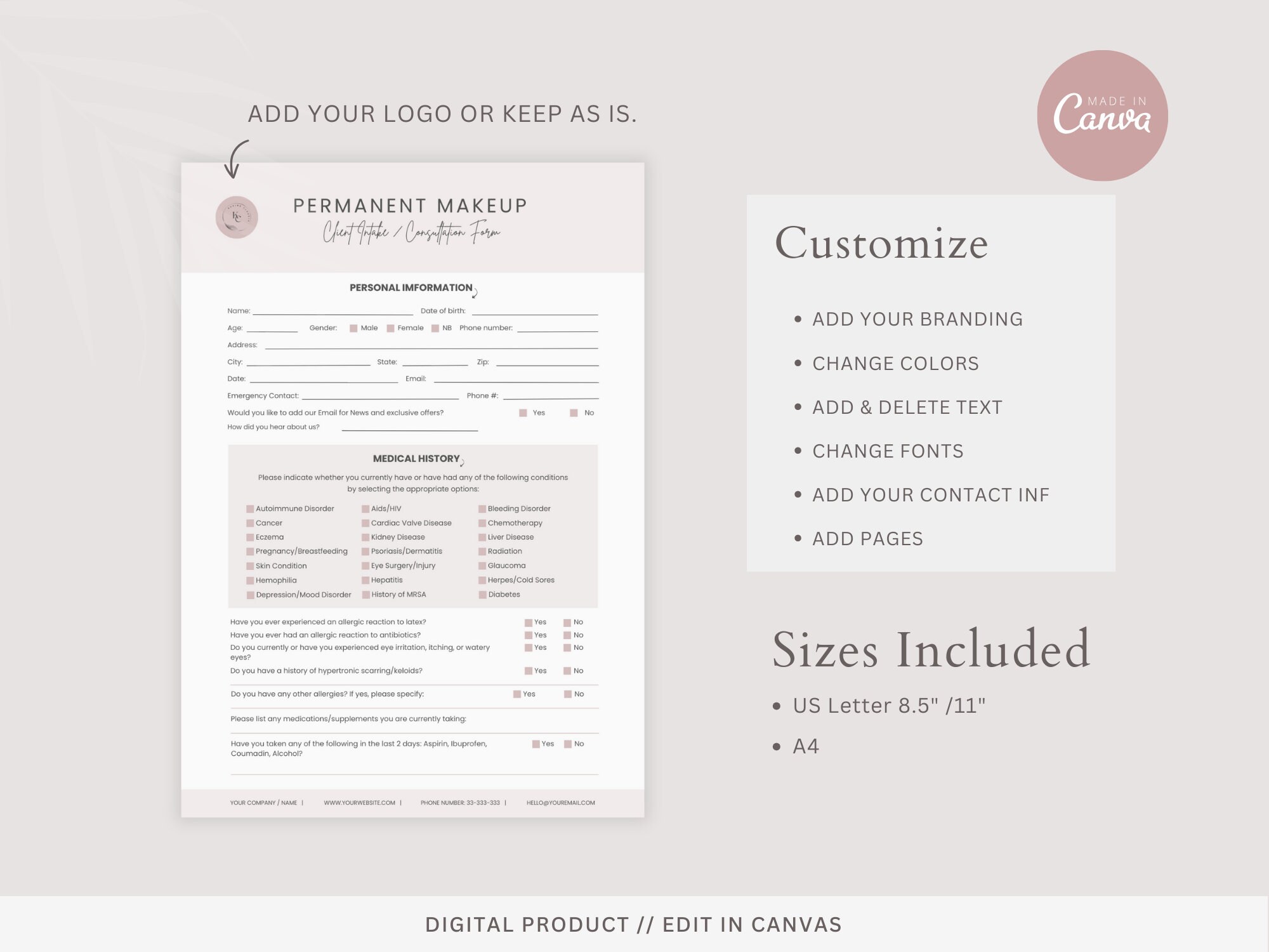 Editable Forms for Permanent Makeup Procedures, Consultation, and ...