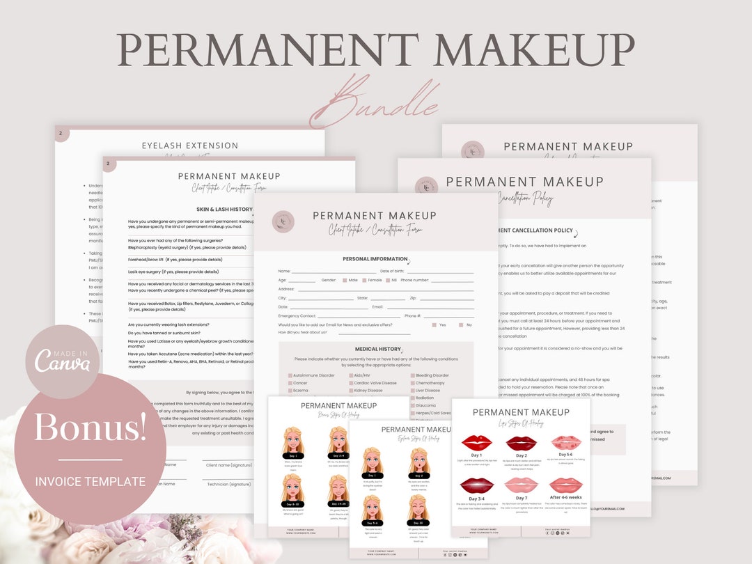 Editable Forms for Permanent Makeup Procedures, Consultation, and ...