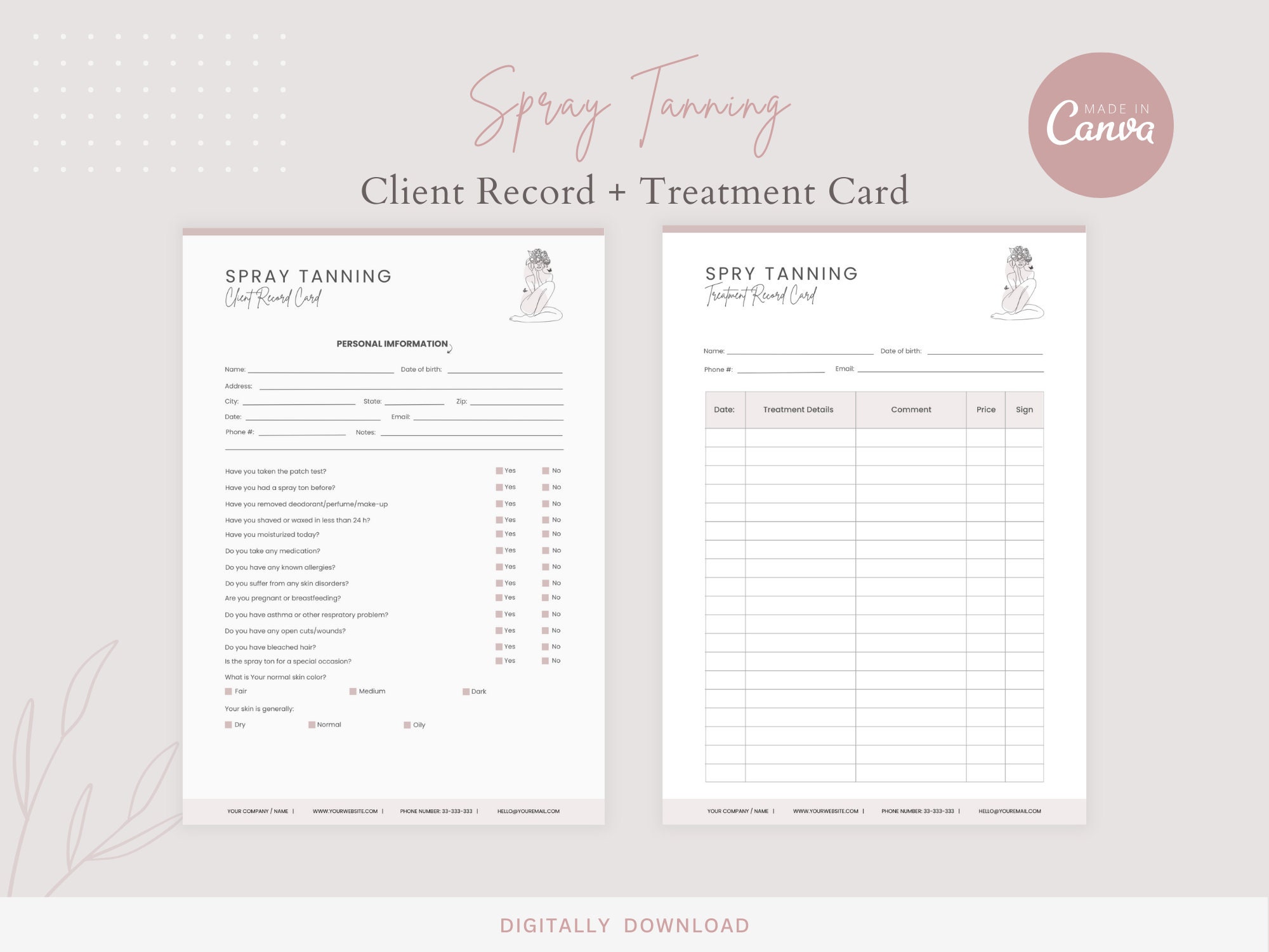 Spray Tan Forms - Customizable Templates for a Personalized Tanning ...