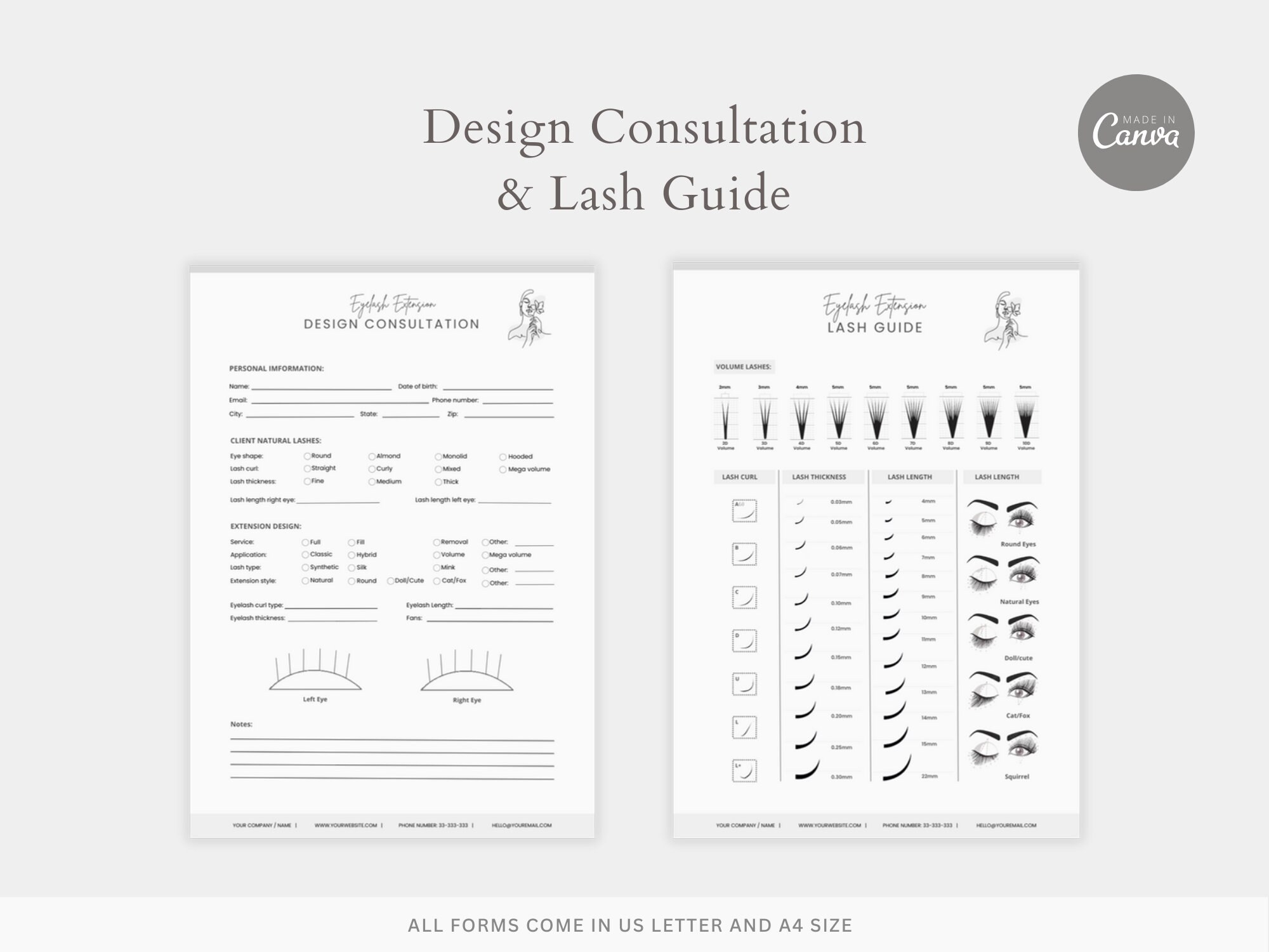 Editable Lash Templates, Eyelash Extension Consent Forms, Lash Tech ...