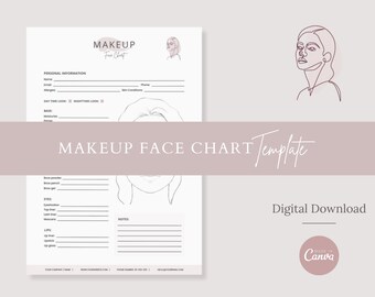 Editable Makeup Artist Face Chart Template, Freelance Artist Form ...