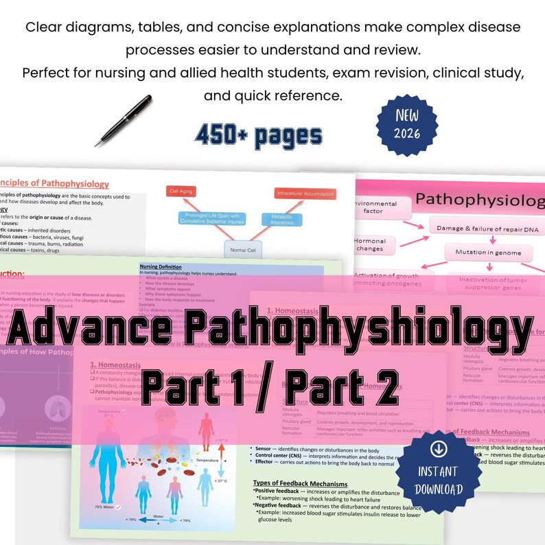 Pathophysiology Nursing Study Guide | Part 1 & 2 | Body Systems ...