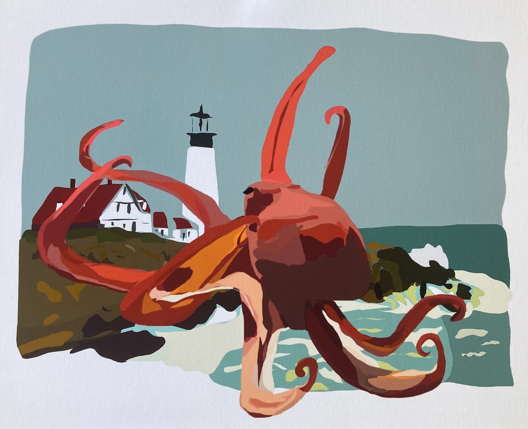 Portland Head Light Kraken Maine Cryptid Octopus Attack Lighthouse ...