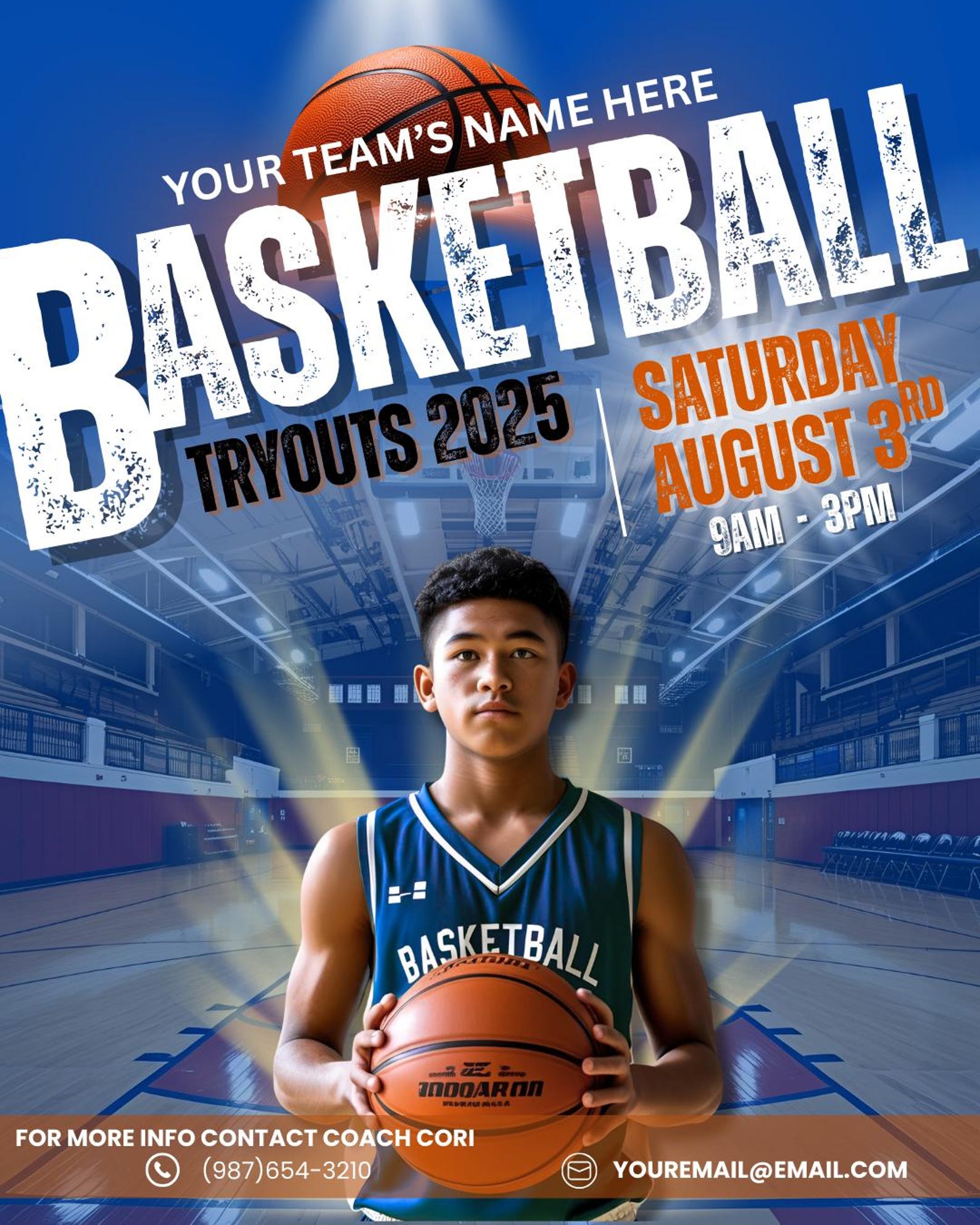 Basketball Tryouts Flyer Template | High School & AAU Team Recruitment ...