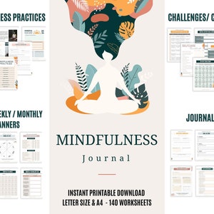 BUNDLE Mindfulness Journaling Prompts, Mindfulness Practice Challenges ...