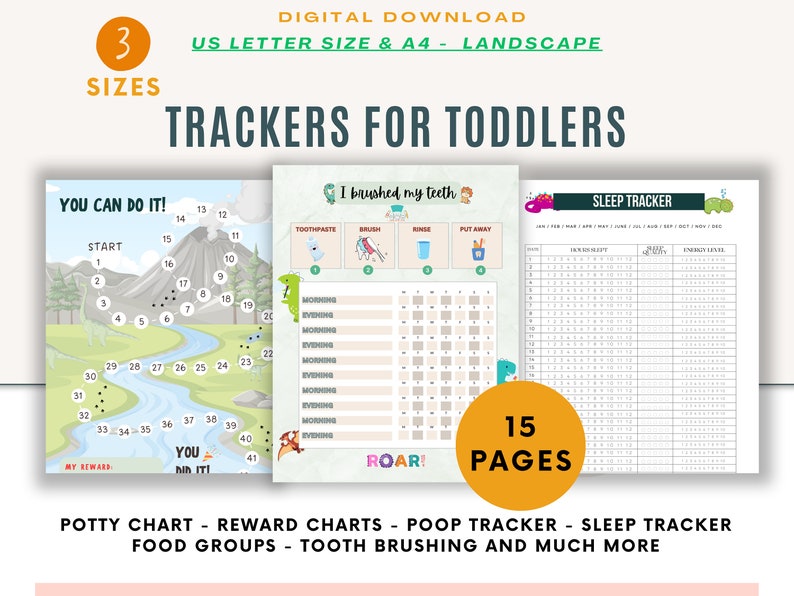 TODDLER Planner Printable Potty Chart DINOSAUR Daily Routine Chart ...
