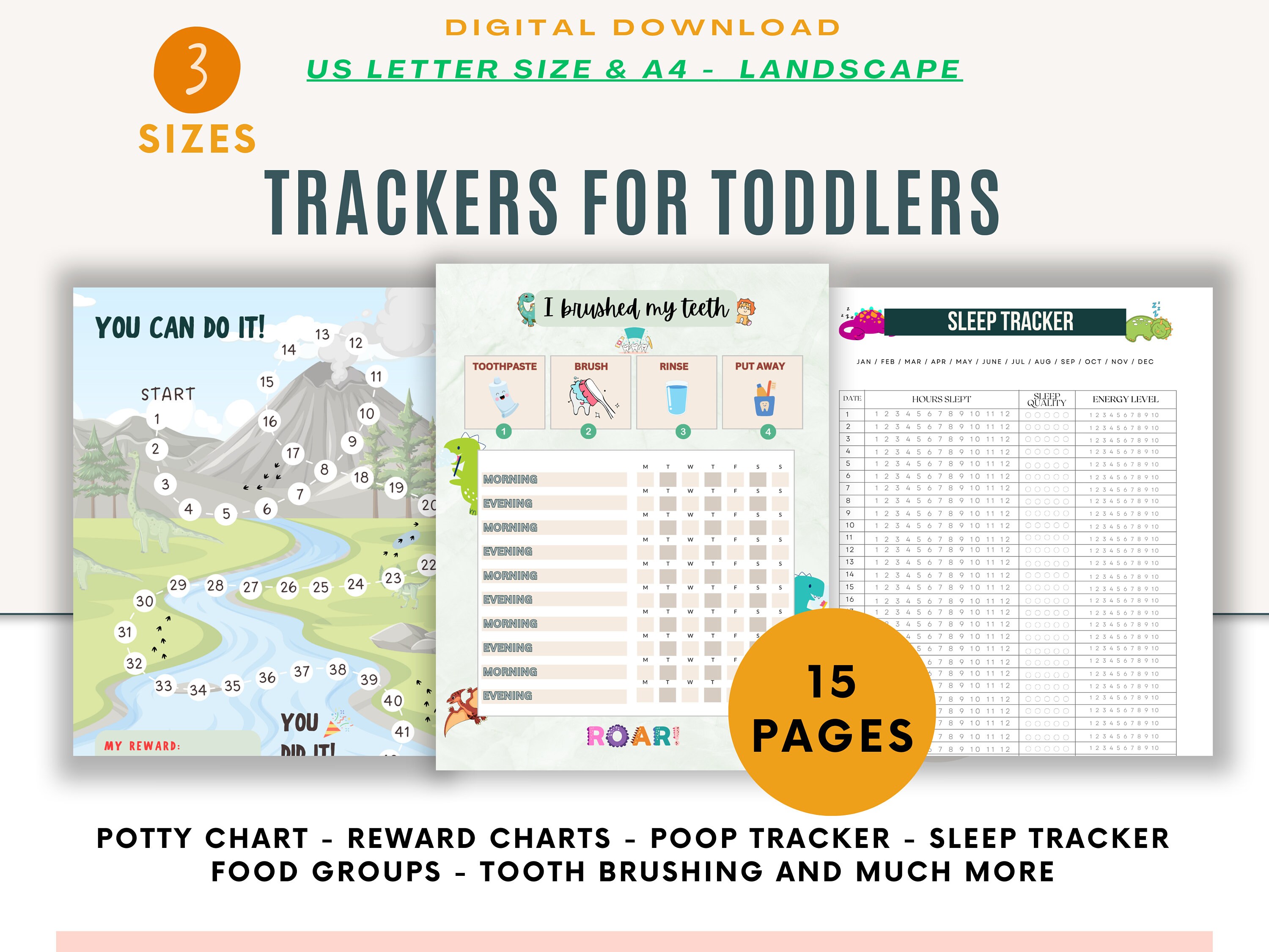 TODDLER Planner Printable Potty Chart DINOSAUR Daily Routine Chart ...