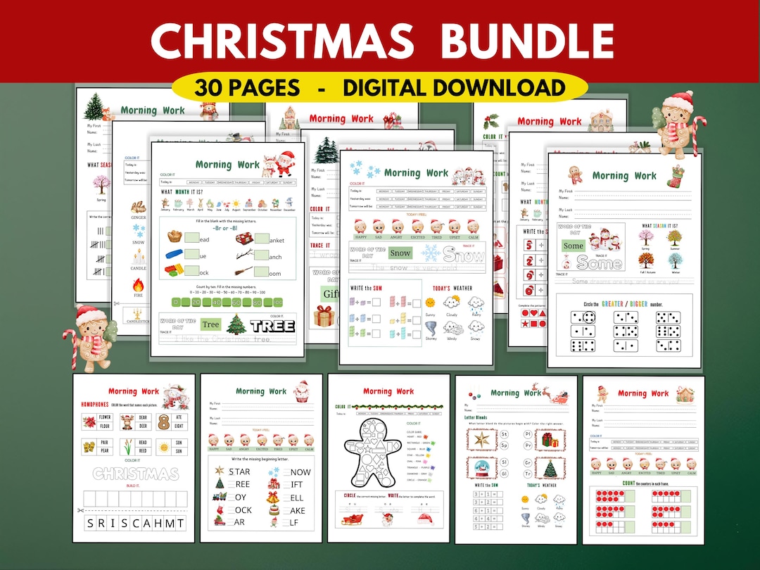 CHRISTMAS Bundle - KINDERGARTEN Printables - Winter Activity Pages ...