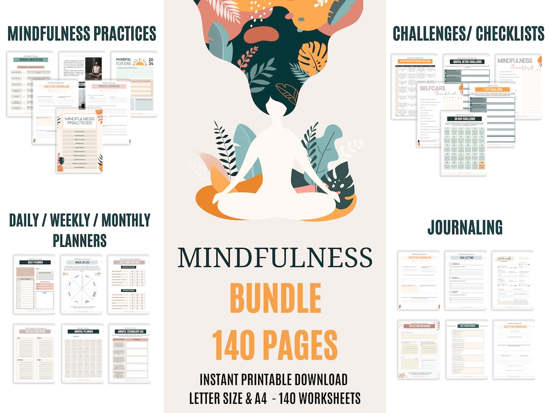 Printable Mindfulness Journal Bundle: Self-care Planner (PDF) - Etsy