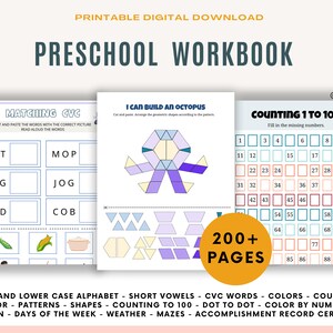 PRESCHOOL WORKSHEETS Personalized Workbook for Kids - Homeschool ...