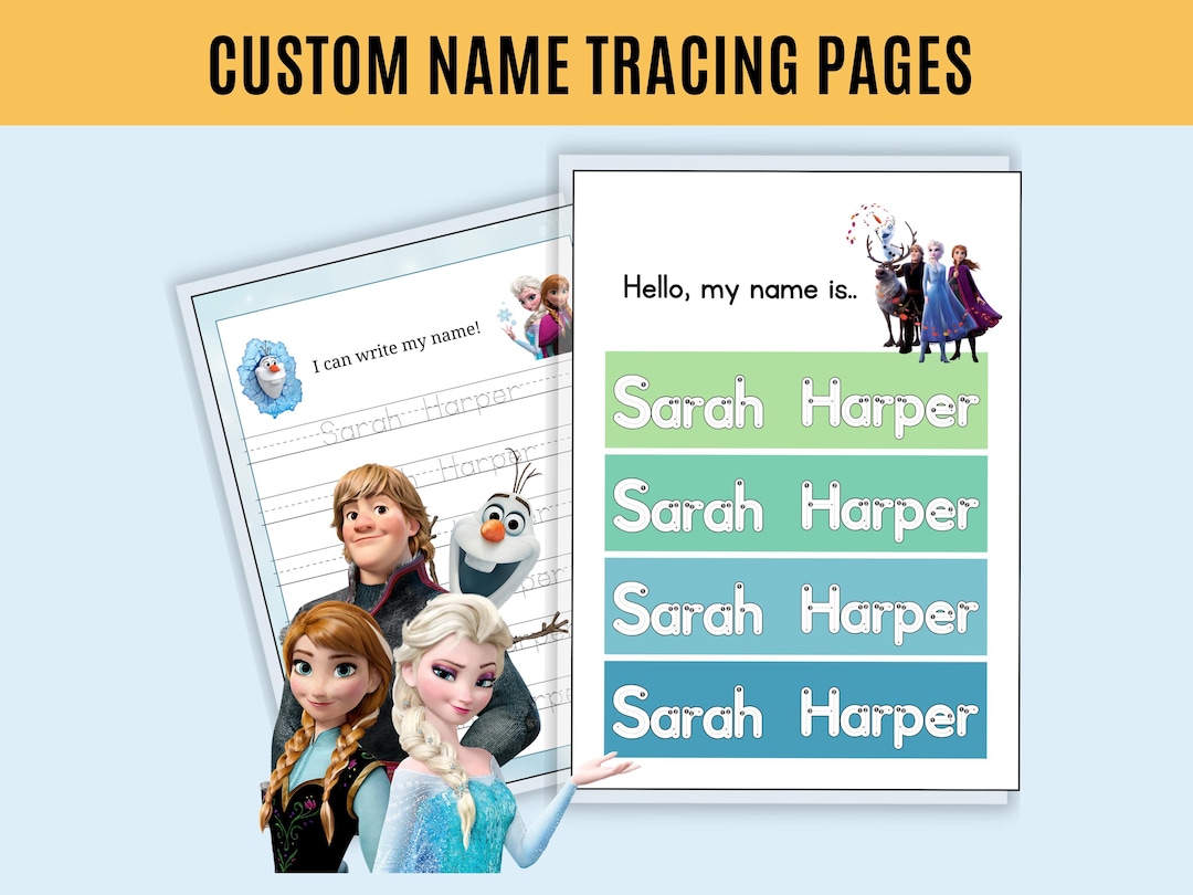 Personalized Name Tracing Worksheet: Frozen Theme (digital Download) - Etsy