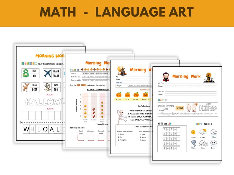Halloween Kindergarten Learning Bundle: 30 Spooktacular Worksheets ...