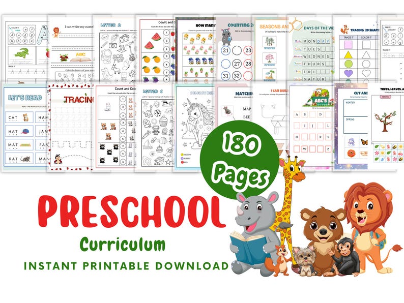 PRESCHOOL Curriculum Bundle: Homeschool Printable Worksheets, Abc's ...