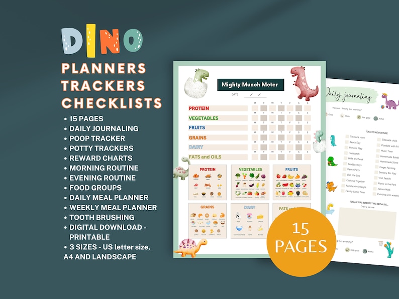 TODDLER Planner Printable Potty Chart DINOSAUR Daily Routine Chart ...
