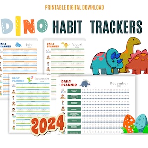 Habit Tracker for Kids TODDLER Monthly Tracker 2024 Dino Charts ...