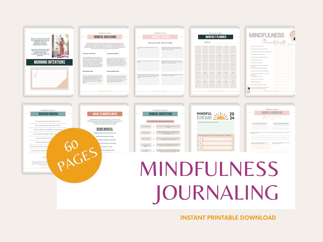 Mindfulness Journal: Daily Practice, Challenges, Trackers (digital ...