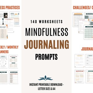 BUNDLE Mindfulness Journaling Prompts, Mindfulness Practice Challenges ...