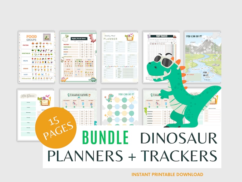 TODDLER Planner Printable Potty Chart DINOSAUR Daily Routine Chart ...