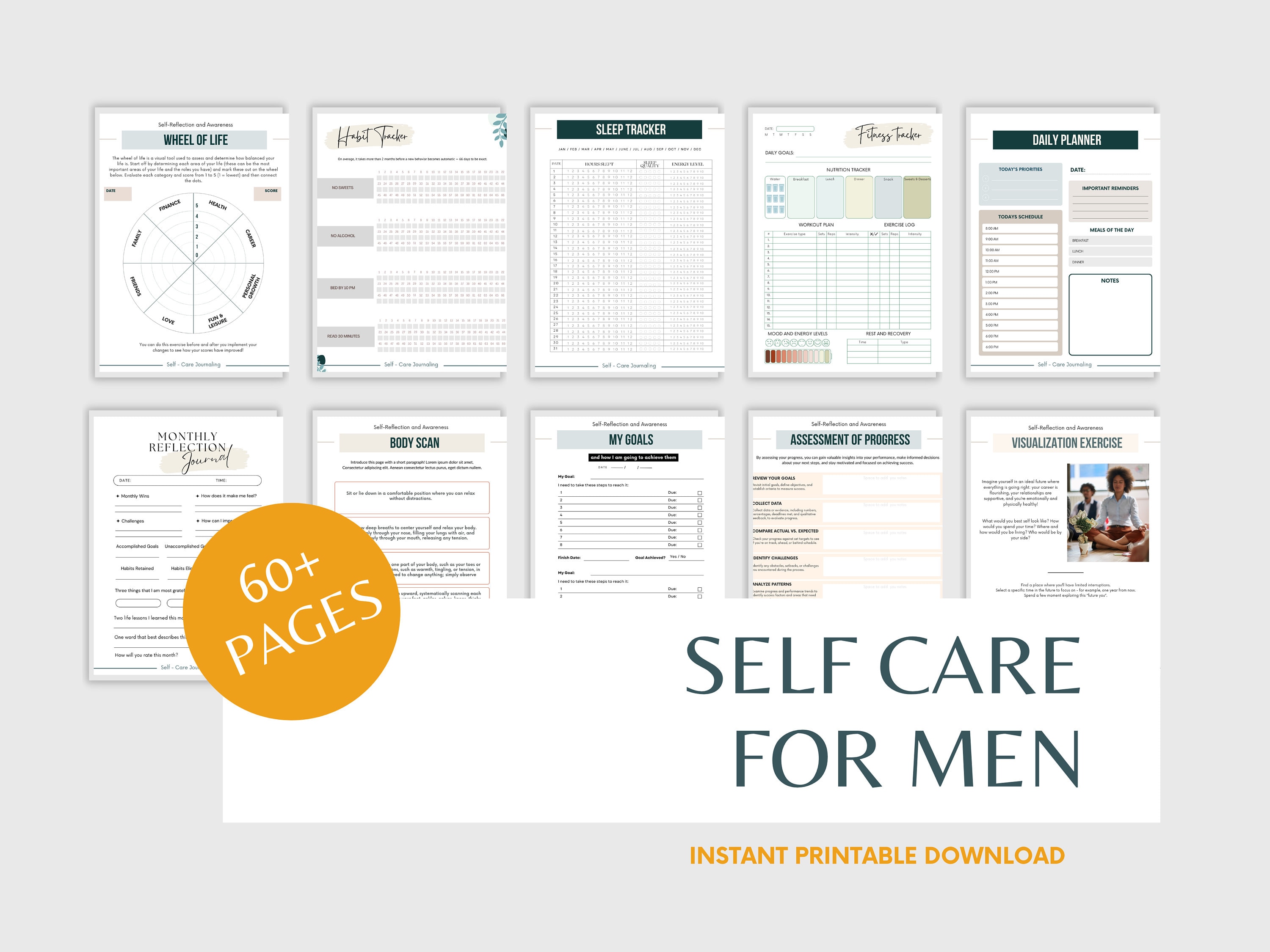 Men Self Care Printable Journaling - Workbook, Men Self Care, Men's Mental Health, Worksheet for ...