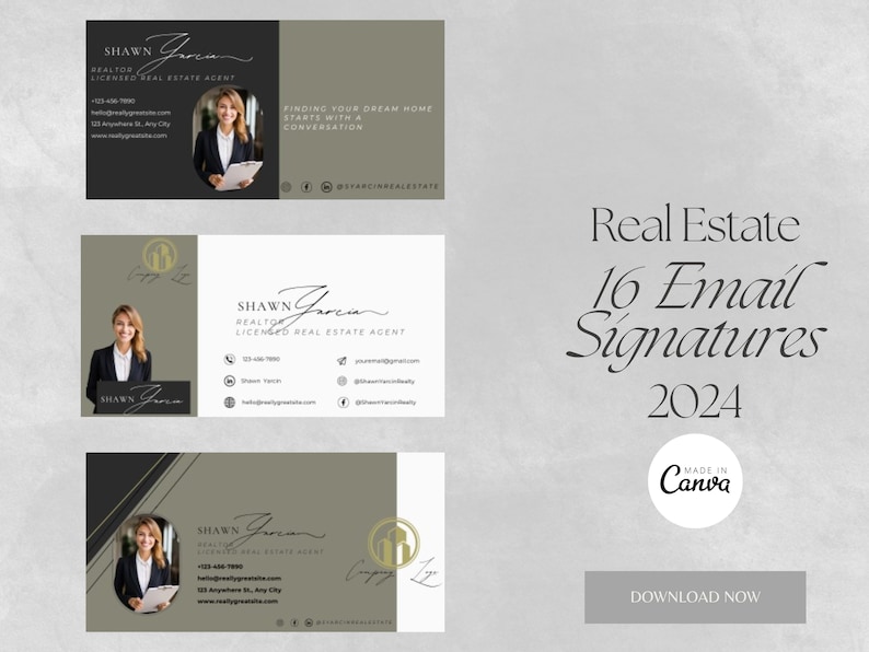 16 Email Signature Template Bundle| Gmail Signature | Real Estate ...