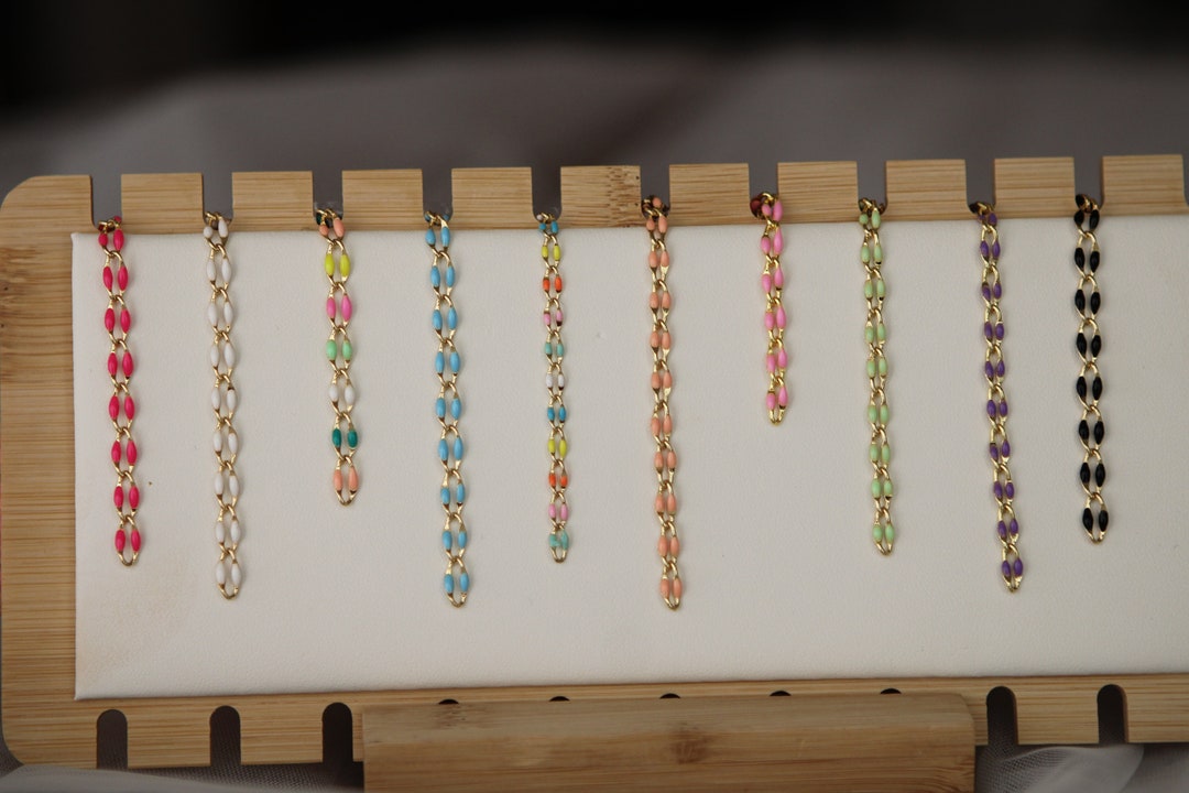 Multi-color Enamel Chain Gold Plated Chains by the Foot Enamel Chain ...