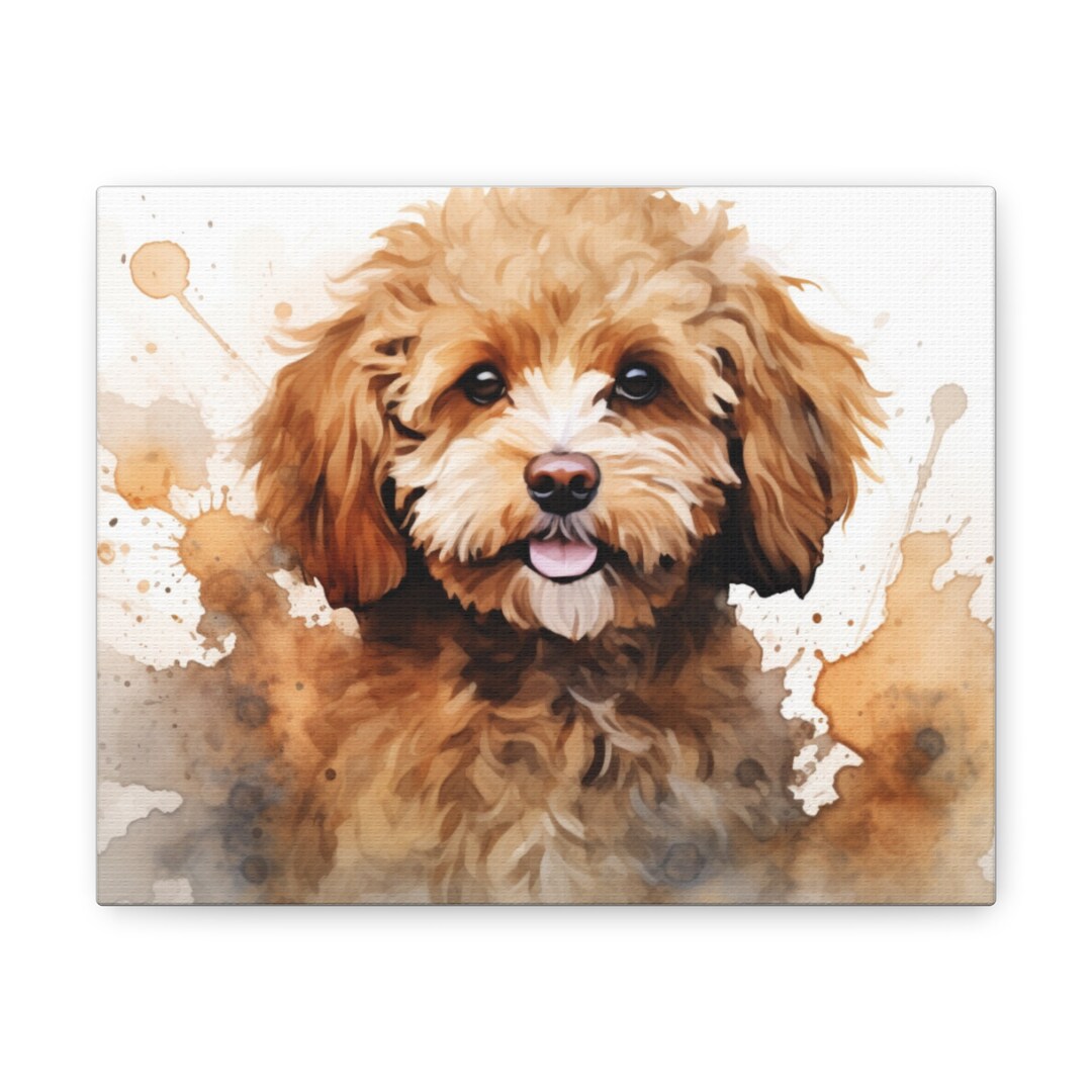 Labradoodle / Cavapoo Dog Watercolor Canvas Gallery Wrap - Etsy