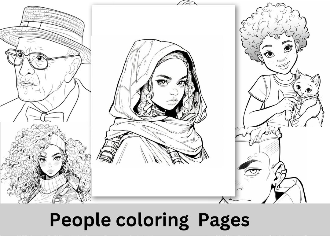 People Coloring Book Grownups Adult Printable Pdf Man Coloring Pages ...