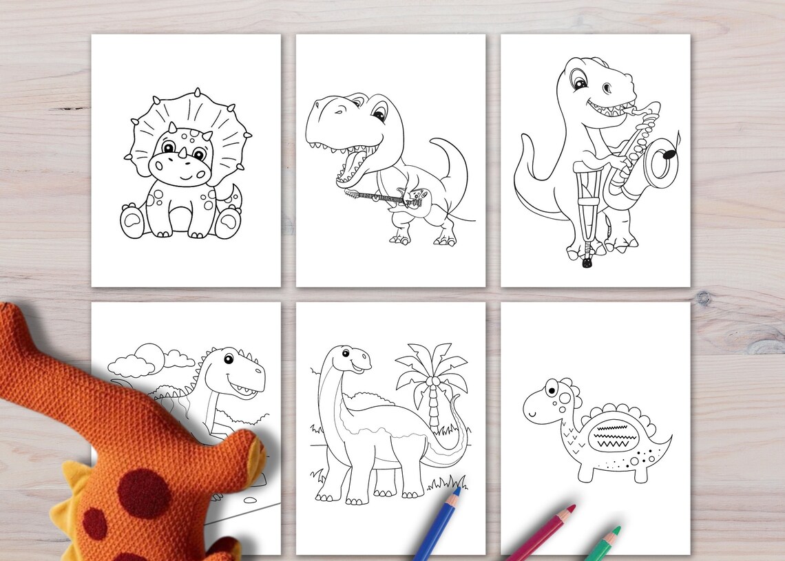Cute Dinosaur Coloring Book Printable Dino Coloring Pages | Baby ...