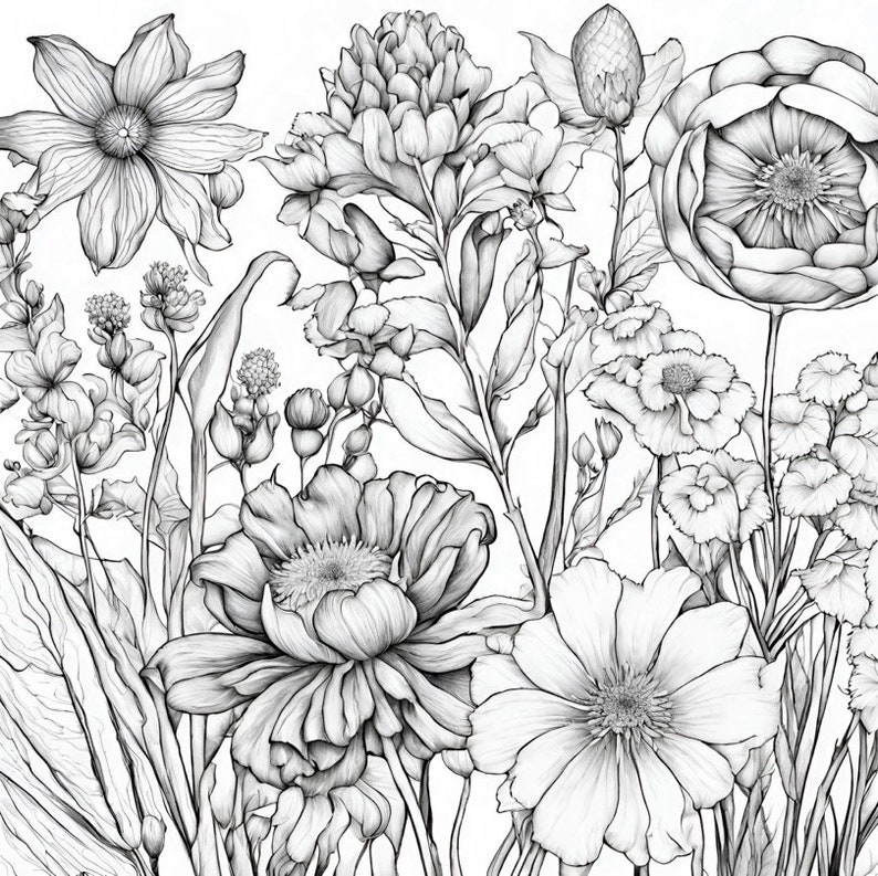 100 Wild Botanical Coloring and Painting Digital Book - Etsy