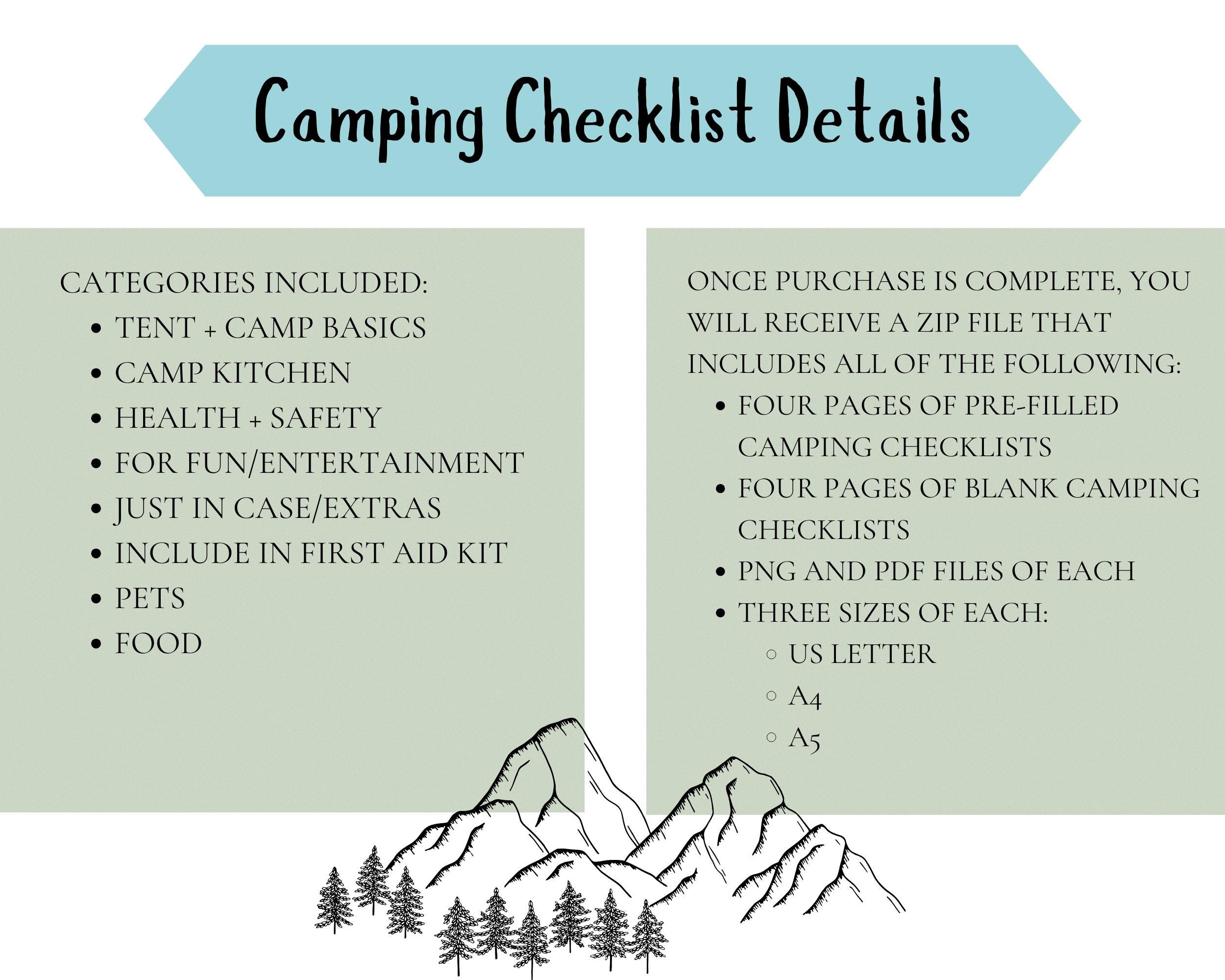 Camping Checklists | Minimalist Camping Checklist | Camping Planner ...