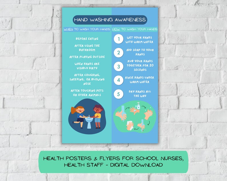 Hand Washing Poster, Hand Washing Awareness for Kids, Hand Washing ...