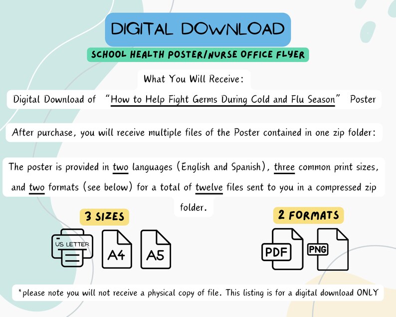 School Nurse Poster | Fight Germs Flyer | Staying Healthy During Cold ...